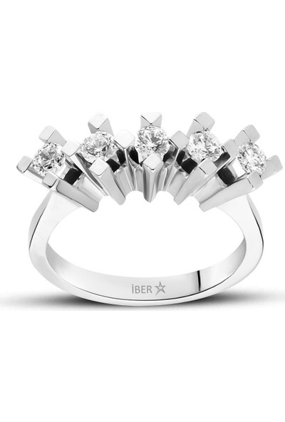 İber G Renk SI 0.50 Karat Pırlanta Beştaş Yüzük -SYZ018-050