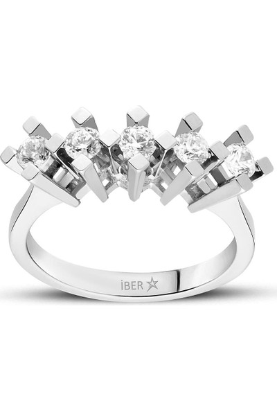 İber F Renk SI 0.50 Karat Pırlanta Beştaş Yüzük-SYZF017-050