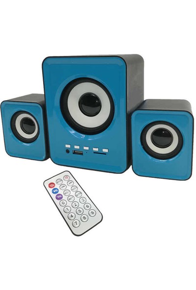 Wozlo FT-202BT Kumandalı 2+1 Bluetooth Hoparlör USB Speaker Fm Radio Kart Okuyucu - Mavi Wozlo FT-202BT Kumandalı 2+1 Bluetooth Hoparlör USB Speaker Fm Radio Kart Okuyucu - Mavi