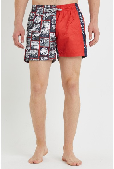 Danger Erkek Baskılı Deniz Şortu Kırmızı Danger Erkek Baskılı Deniz Şortu Kırmızı