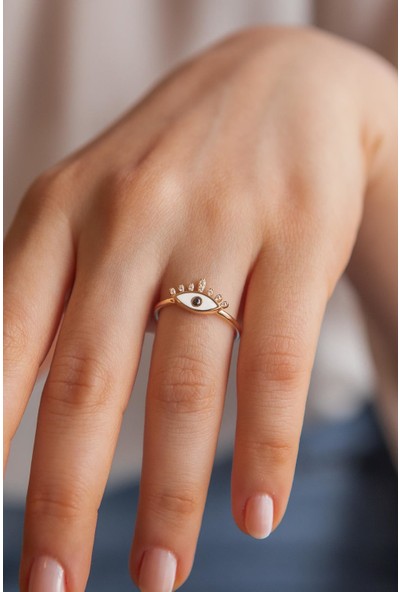 Semiz Kuyumculuk Mineli Kirpik Altın Yüzük