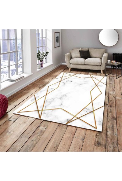 Meka Home Gold Şerit Halı Örtüsü