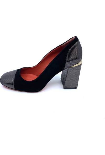 Favgi FULVIA-339 Siyah Süet Kadın Topuklu Ayakkabı