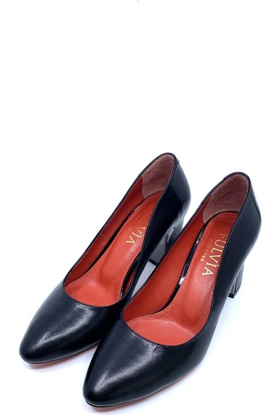 Favgi Fulvia 338 Siyah Deri Kadın Topuklu Ayakkabı