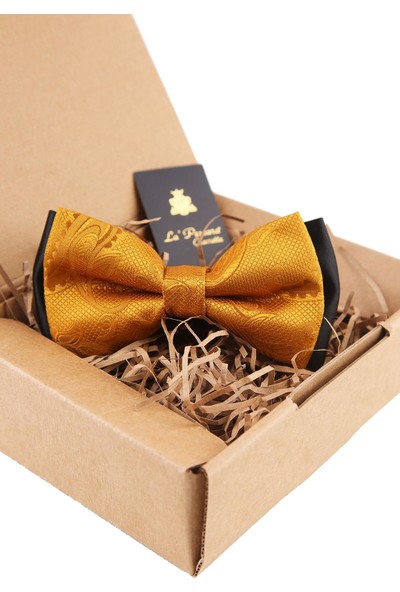 Kravatkolik Sarı Şal Desen Papyon P1630