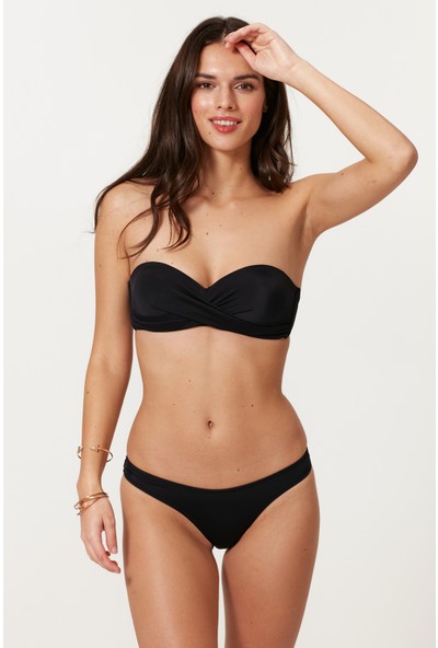 Pierre Cardin Dolgulu Straplez Bikini Takım 217364 Siyah