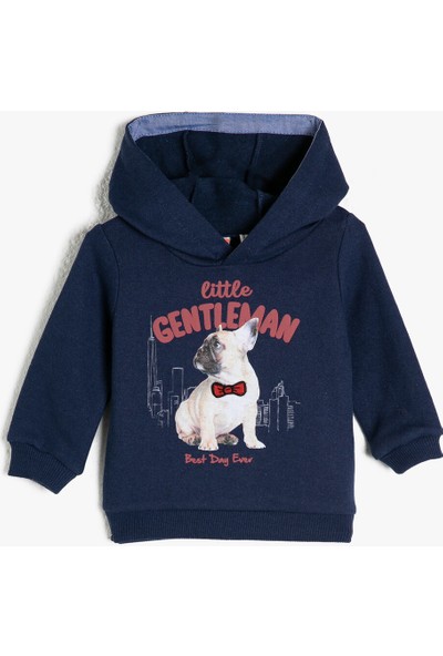 Koton Kids Respect Life | Yasama Saygi - Kapüsonlu Baskili Uzun Kollu Sweatshirt