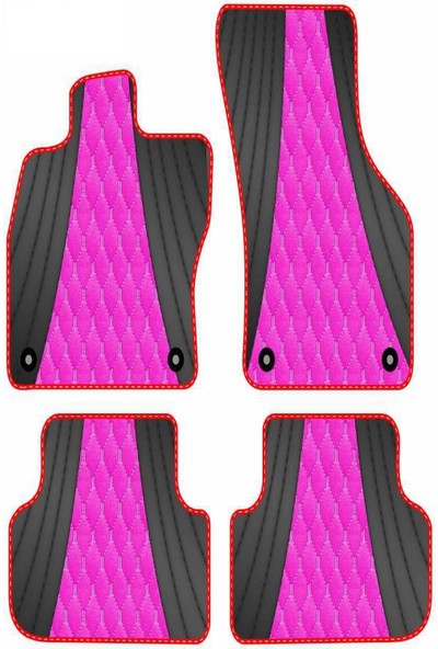Tegin Ferrari F430 2005 ve Sonrası Pembe Siyah Deri Desen Kırmızı Kenarlı Paspas Tegin Ferrari F430 2005 ve Sonrası Pembe Siyah Deri Desen Kırmızı Kenarlı Paspas