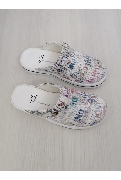 20tasarımterlik Kadın Desenli Ortopedi Çizgili Taban Sabo Terlik Hemşire Terliği Doktor Terliği Ortopedi Sabo Terlik Hastane Terliği Hemşire Terliği