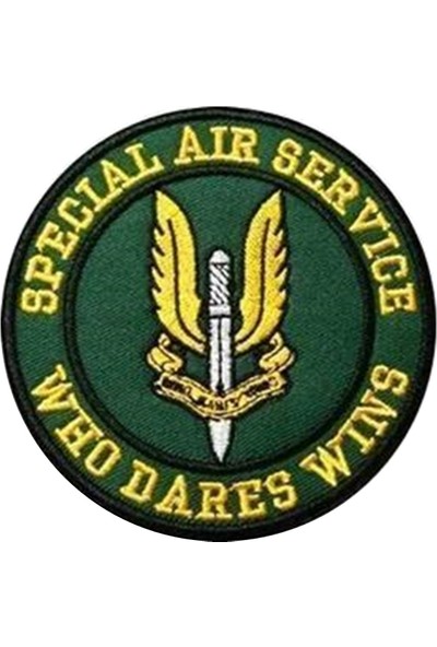 Sim Nakış Special Air Service Who Dares Wins Nakış Işleme Arma Patch Peç Yeşil Sim Nakış Special Air Service Who Dares Wins Nakış Işleme Arma Patch Peç Yeşil