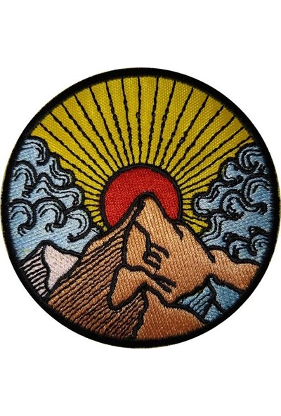Sim Nakış Montain’den Gelen Güneş Nakış Işleme Arma Patch Peç