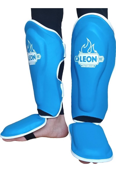 By Leon 1982 Leon Solid Muay Thai ve Kick Boks Ayak ve Kaval Koruyucu Mavi