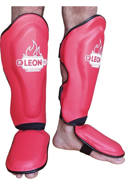 By Leon 1982 Leon Solid Muay Thai ve Kick Boks Ayak ve Kaval Koruyucu Kırmızı