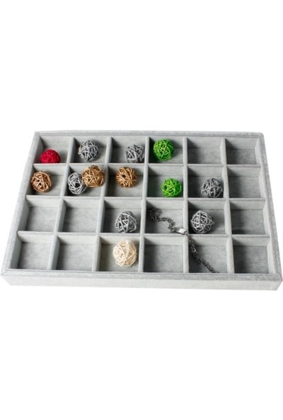 Aydın Dekor Süet Gri Bölmeli 35CM25CM Küpe-Kolye-Yüzük Sergileme Tablası Aydın Dekor Süet Gri Bölmeli 35CM25CM Küpe-Kolye-Yüzük Sergileme Tablası