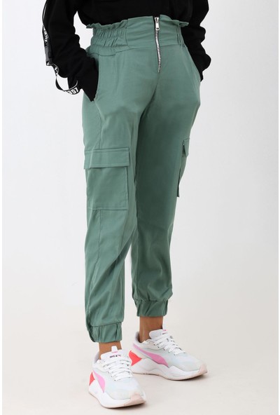 Enisena Yeşil Kız Cocuk Jogger Gabardin Pantolon
