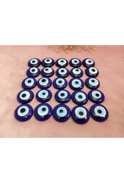 Hd Marketim Deliksiz Nazar Boncuğu 25 Adet 4 cm Cam Nazarlık El Işi Süsleme Dekoratif Nazar