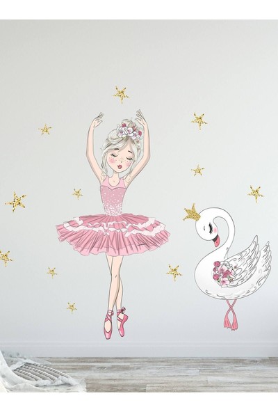 Walldeco Pembe Balerin Duvar Sticker Seti