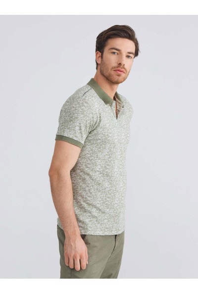 Laperle Polo Yaka Pamuklu Slim Fit Desenli Tişört Haki Laperle Polo Yaka Pamuklu Slim Fit Desenli Tişört Haki