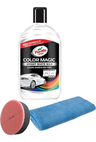 Turtle Wax Renk Yenileyici Beyaz Cila 500 ml + Uygulama Süngeri + Bez