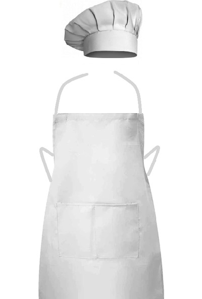 Erkek Bebek Şef Aşçı Önlük Şapka Set Beyaz