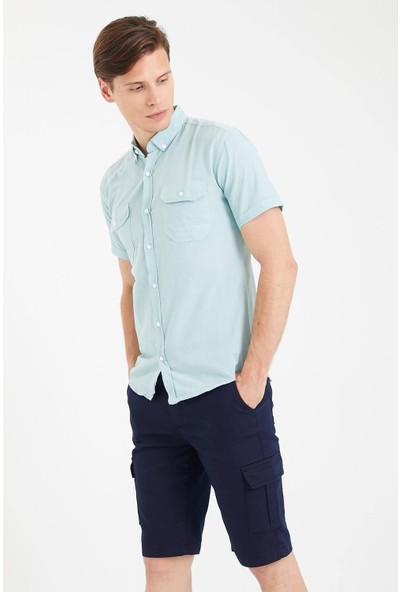 Ddfashion Erkek Lacivert Slim Fit Esnek Kumaş Kargo Şort 501