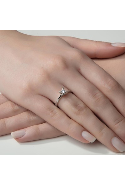 İber G Renk SI2 0.15 Karat Pırlanta Tektaş Yüzük-SYZG011-015
