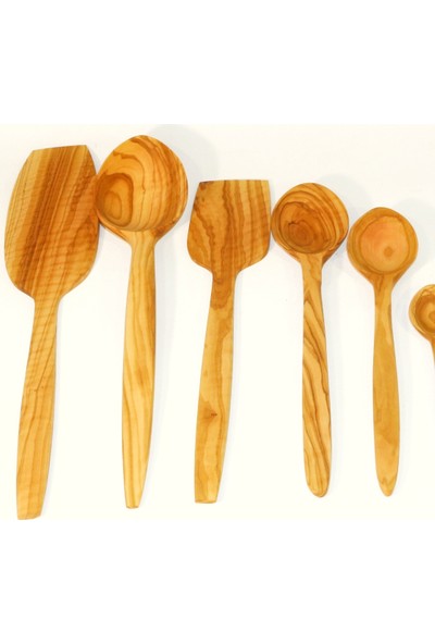 Sağlar El Sanatları 12 Parça Zeytin Ağacı El Yapımı Kaşık & Ispatula Çeyiz Takımı