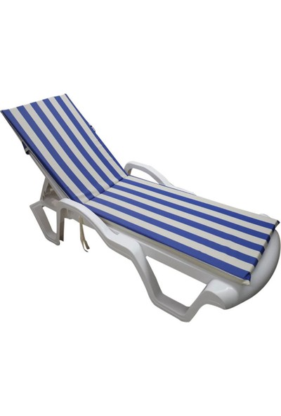 Güven Tente Mobilya Şezlong Minderi Lüks Su Geçirmez Kumaş Fermuarlı Mavi Beyaz