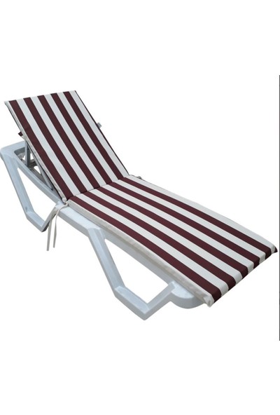 Güven Tente Mobilya Şezlong Minderi Lüks Su Geçirmez Kumaş Fermuarlı Bordo Krem