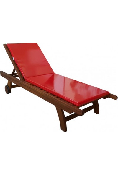 Güven Tente Mobilya Pvc Branda Kumaşlı Ahşap Şezlong Minderi Kırmızı