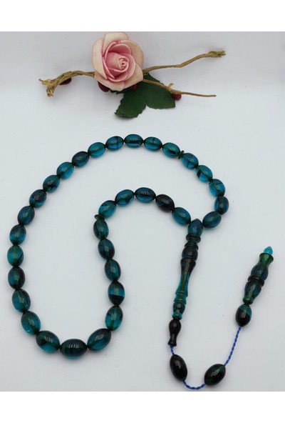 Bay Hediye Yeşil Ateş Kehribar Sistemli (Renk Alma Garantili) Tesbih 36 CM800738951