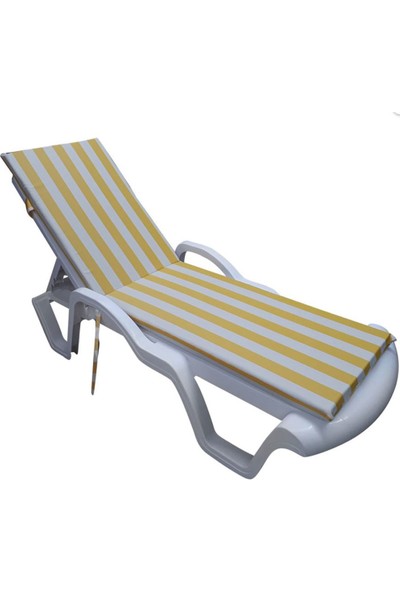 Güven Tente Mobilya Şezlong Minderi Lüks Su Geçirmez Kumaş Fermuarlı-Sarı Krem