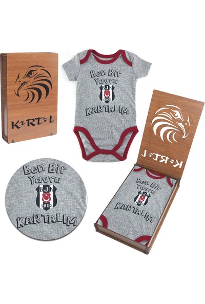 Beşiktaş Lisanslı Zıbın & Body Özel Ahşap Kutulu