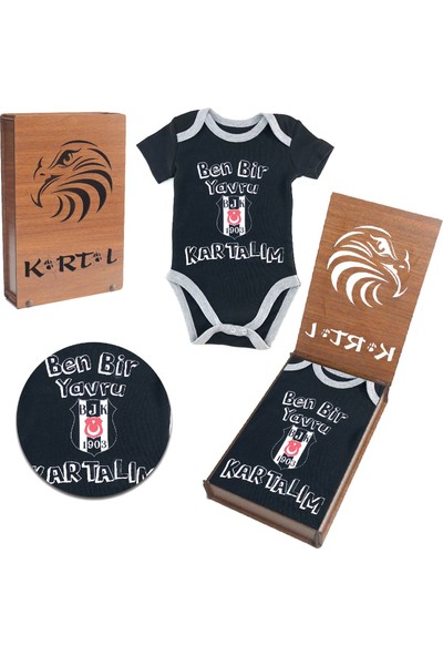 Beşiktaş Lisanslı Zıbın & Body Özel Ahşap Kutulu