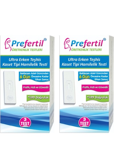 Prefertil Ultra Erken Hamilelik Kaset Test - [ 2 Kutu = 6 Test ]