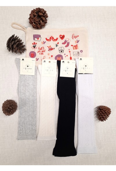 İgloo Socks Hediyelik 4'lü File Viskon Dikişsiz Dizaltı ve Likralı Dizüstü Çorap Seti + Bez Çanta Hediyeli İgloo Socks Hediyelik 4'lü File Viskon Dikişsiz Dizaltı ve Likralı Dizüstü Çorap Seti + Bez Çanta Hediyeli