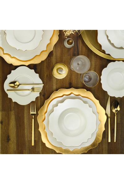 Porland Altın Yaldızlı 24 Parça Yemek Takımı