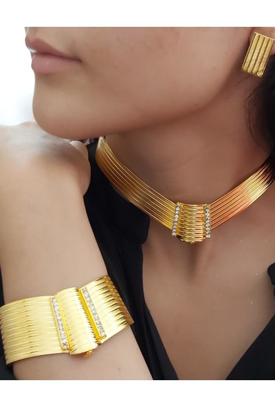 Zeygold 22 Ayar Altın Kaplama Trabzon Hasırı Set