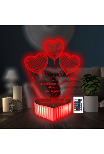 3D Hediye Dünyası Kalpli Bebek Hediyesi 16 Renkli Kumanda