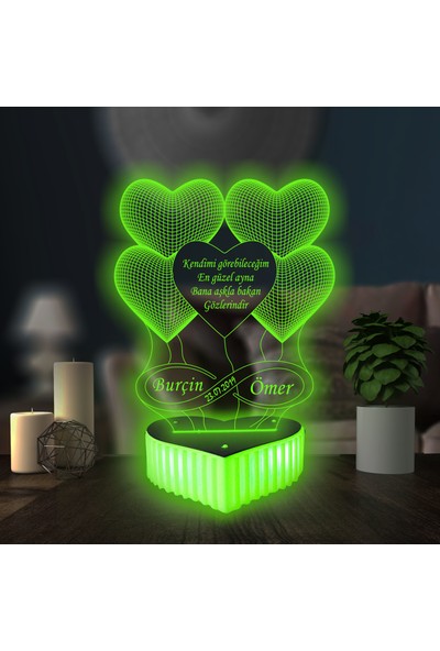 3D Hediye Dünyası Kalpli Yazılı Anneme Hediye 16 Renkli Kumandalı 3D Hediye Dünyası Kalpli Yazılı Anneme Hediye 16 Renkli Kumandalı