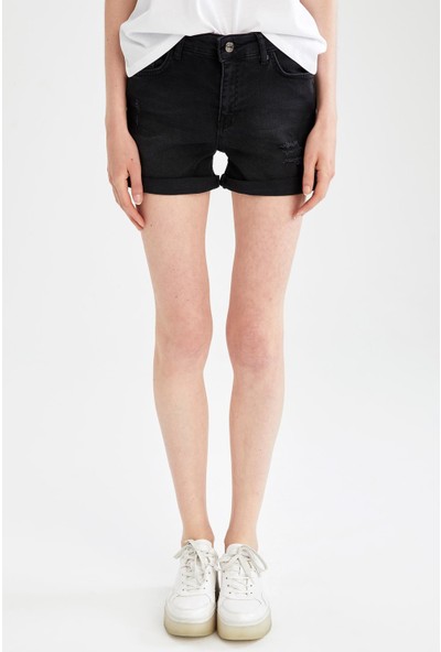 Defacto Paçası Katlama Detaylı Mini Jean Şort U3026AZ21SM