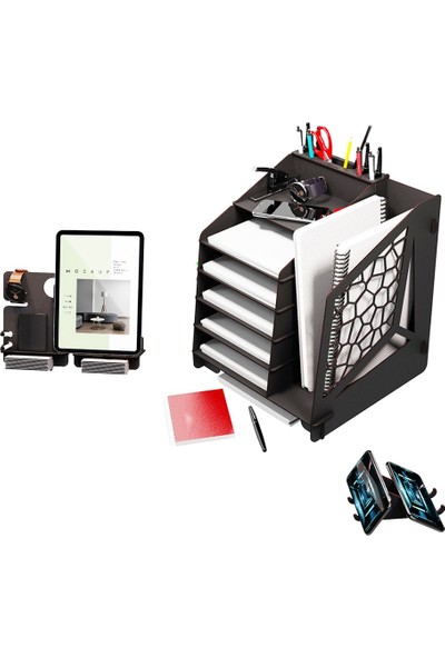 Homedora Virgina Xl Masaüstü Organizer Seti A4 Evrak Rafı Siyah Homedora Virgina Xl Masaüstü Organizer Seti A4 Evrak Rafı Siyah