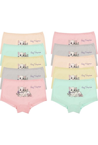 Donella 10'lu Renkli Kedi Baskılı Kız Çocuk Şort - 4671FH