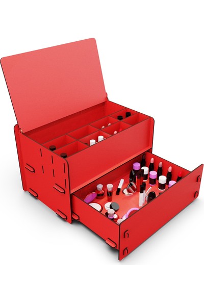 Homedora Lora Çekmeceli Ahşap Takı Makyaj Masası Organizeri Kırmızı Homedora Lora Çekmeceli Ahşap Takı Makyaj Masası Organizeri Kırmızı