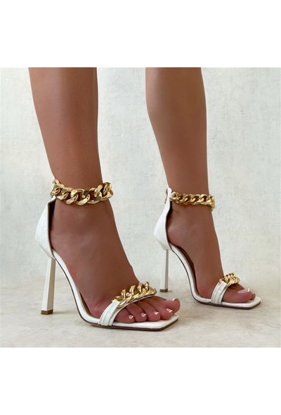 Giydim Gidiyor Miss Quinn Topuklu Sandalet Beyaz