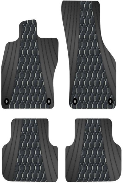 Tegin Nissan Gtr R35 2009 ve Sonrası Bej Dikiş Siyah Deri Desen Beyaz Kenar Paspas