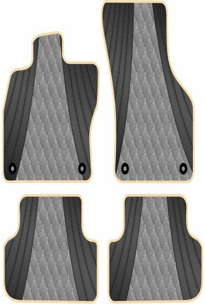 Tegin Renault Megane 3 2008-2016 Hatchback Gri Deri Siyah Deri Desen Bej Kenar Paspas