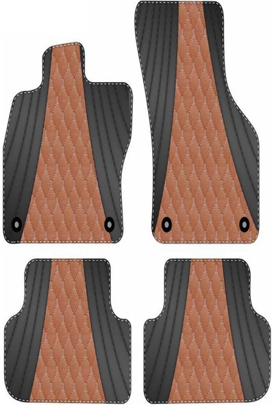 Tegin Bmw 6 Serisi E64 Cabrio 2004-2011 Uyumlu Kahve Deri Siyah Deri Desen Paspas