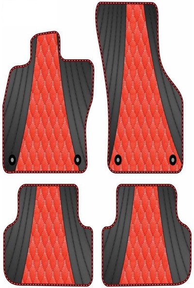 Tegin Bmw 2 Serisi F22 Coupe 2014 ve Sonrası Kırmızı Deri Siyah Deri Desenli Bordo Kenar Paspas