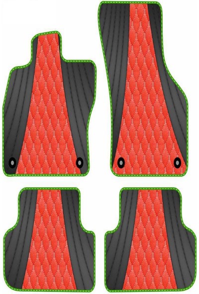 Tegin Bmw 3 Serisi E21 Kırmızı Deri Siyah Deri Desenli Yeşil Kenar Paspas